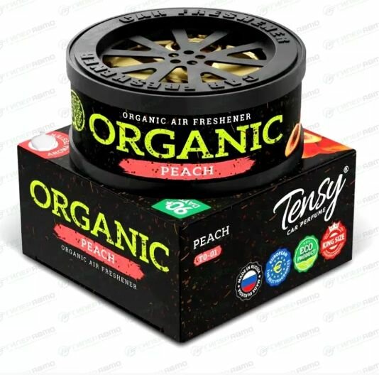 Ароматизатор на торпедо Tensy Organic Персик, с растительным наполнителем, баночка 20г