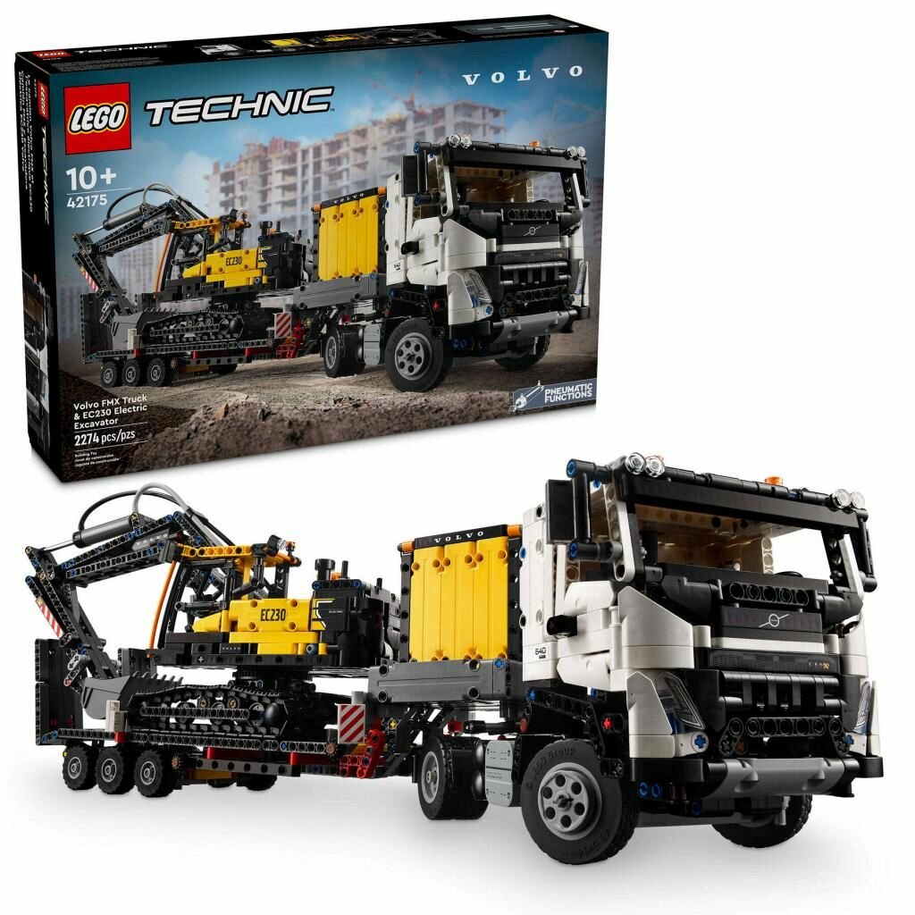 Конструктор LEGO Technic Грузовик Volvo FMX и экскаватор EC230 42175, 2274 деталей, от 10 лет