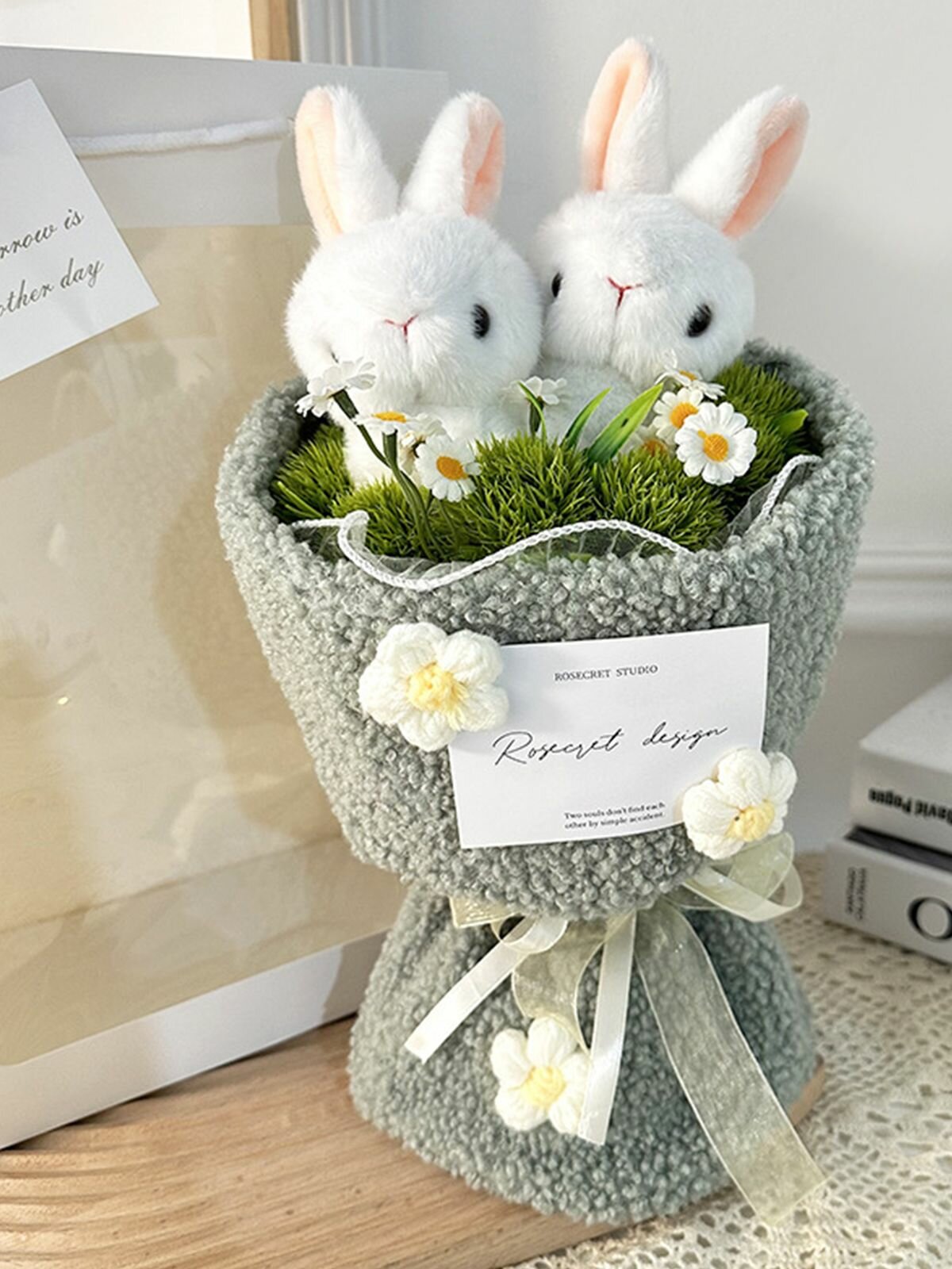 Букет ручной работы "Букет из цветов", игрушки, для девочек, подарочная упаковка, зеленый