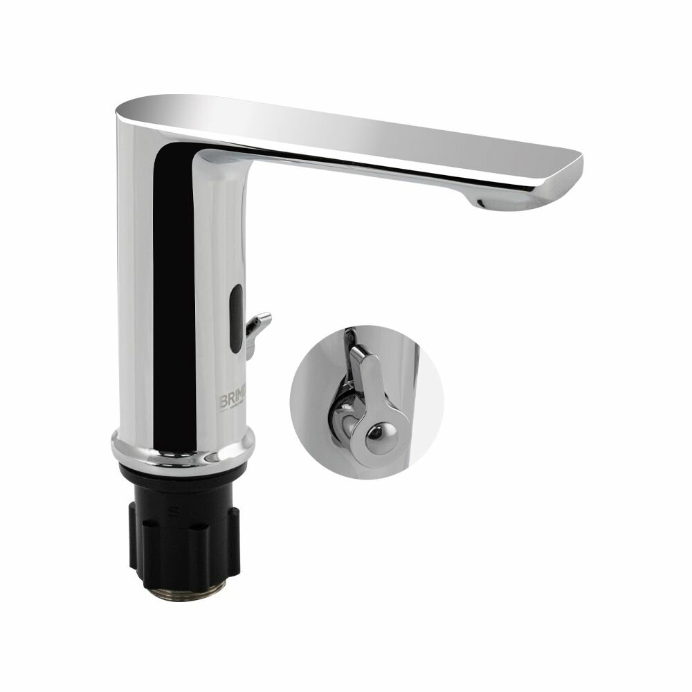 BRIMIX - Смеситель сенсорный на раковину, с регулировкой температуры воды на корпусе, квадратный корпус