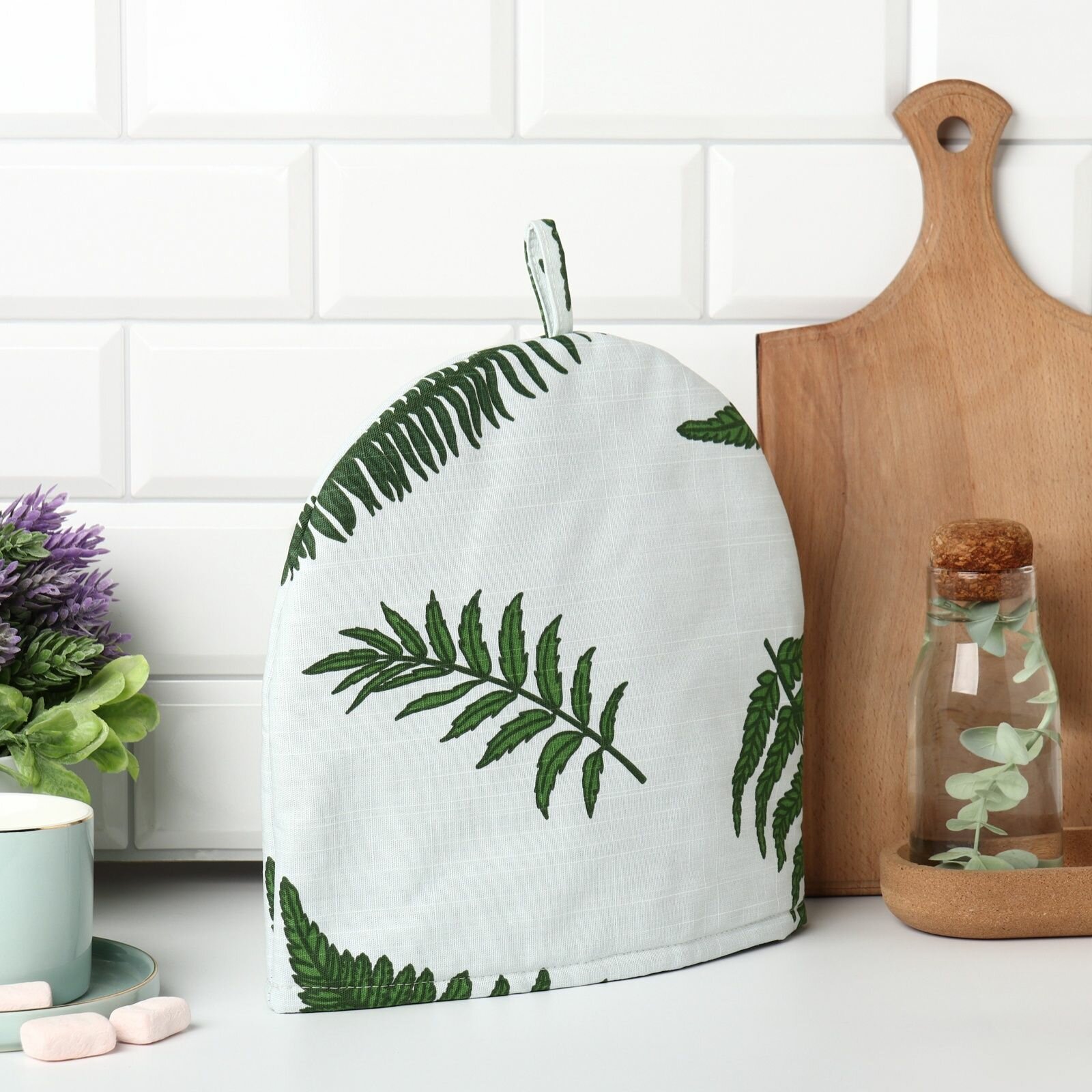 Грелка на чайник Этель Папоротник 28 28 см, репс 220 г/м , 100% хлопок