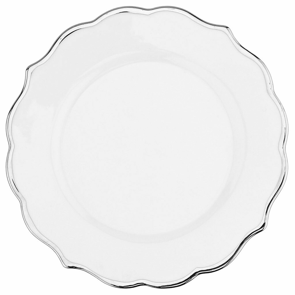 "Платина" Тарелка мелкая фарфоровая д200мм h17мм, отводка платиной, фигурный край