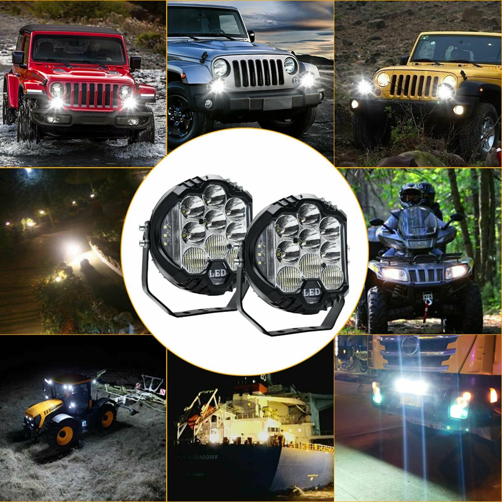 2x 7" LED противотуманки Flood/Combo для бездорожья