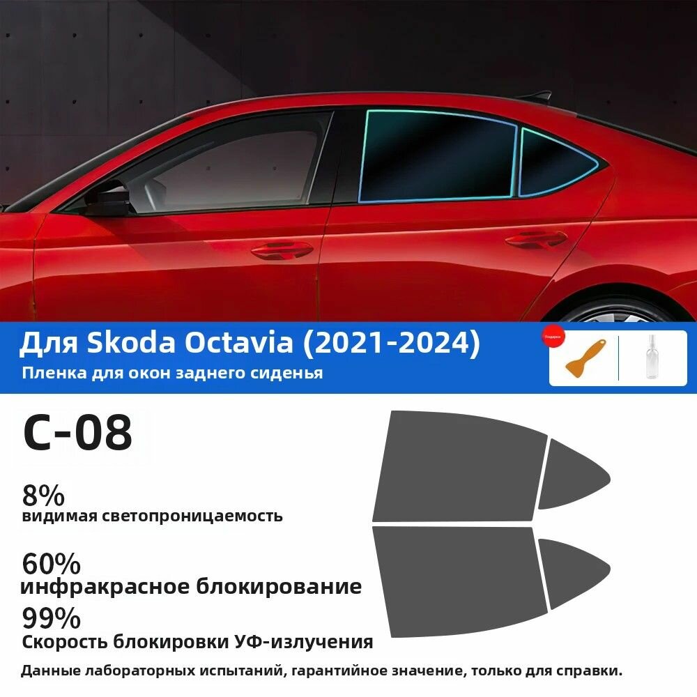 Предварительно нарезанные тонировочные керамические УФ - защитные пленки для Skoda Octavia 2021 - 2024