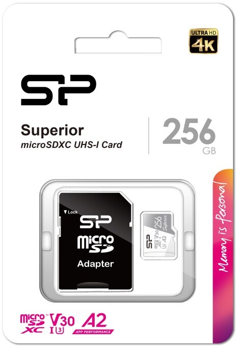 256Gb - Silicon Power Superior MicroSDXC Class 10 UHS-I U3 SP256GBSTXDA2V20SP