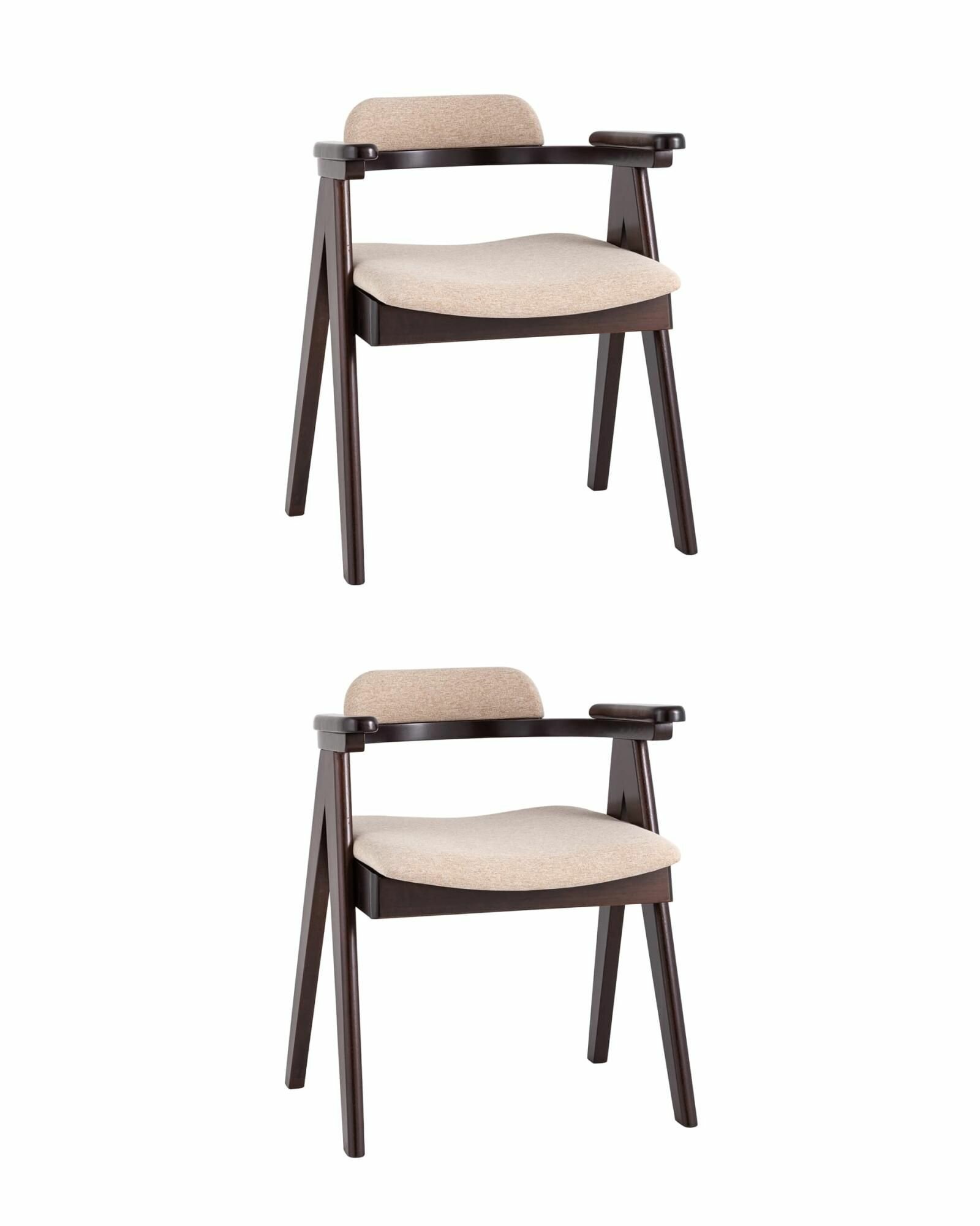 Стул обеденный OLAV 2 шт. STOOL GROUP бежевый, дерево и ткань, мягкое сиденье, с подлокотниками
