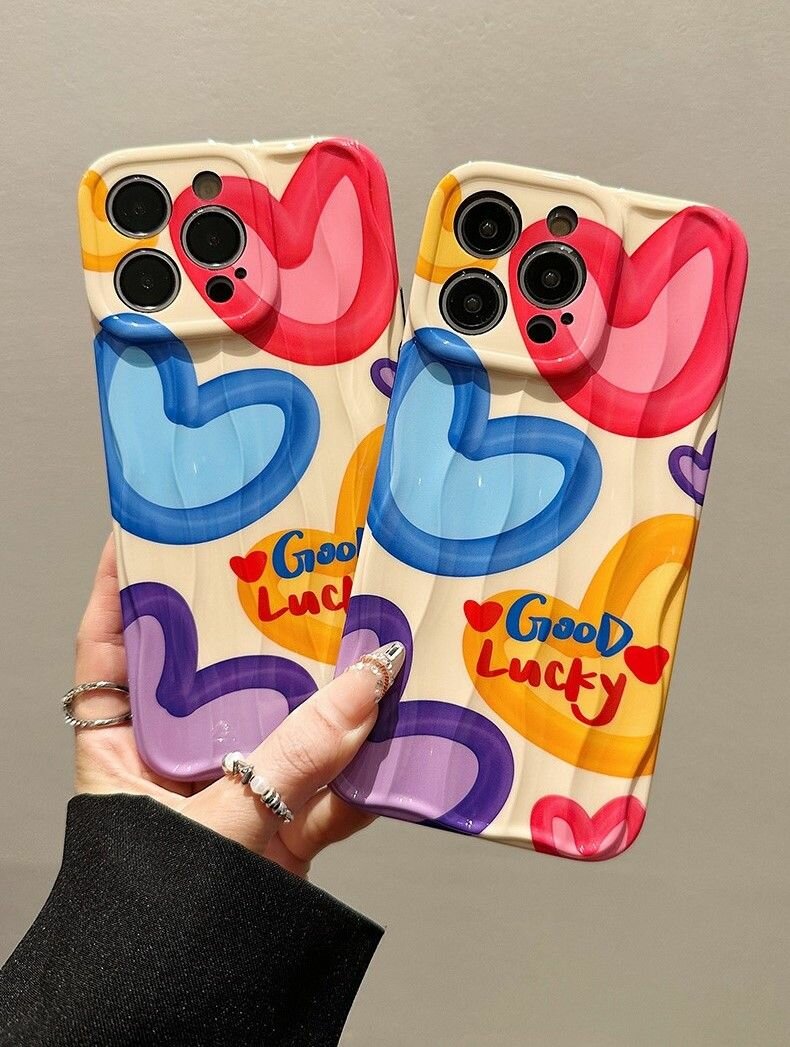 Чехол на Айфон iPhone 14 Pro 14 про с сердечками, стильный, яркий, летний, сердечки, премиум