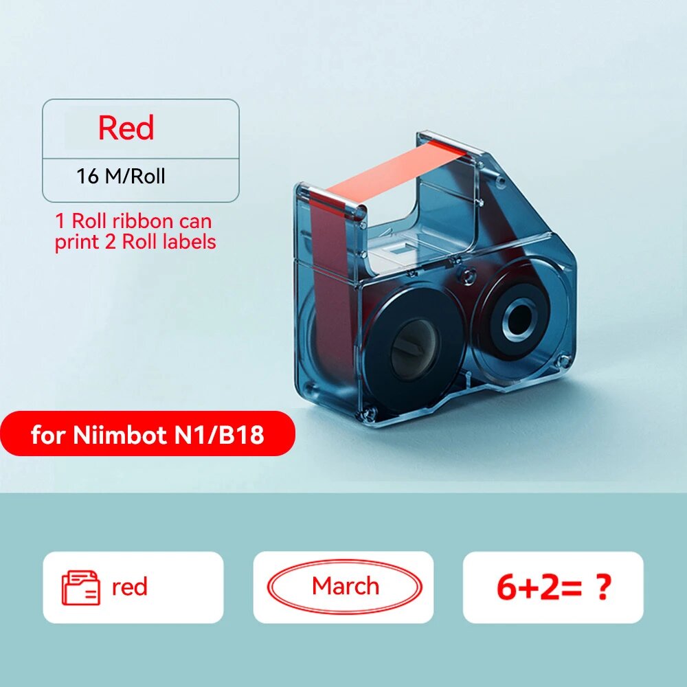 Niimbot B18 Белый Термотрансферный Принтер Этикеток 1 Red Ribbon