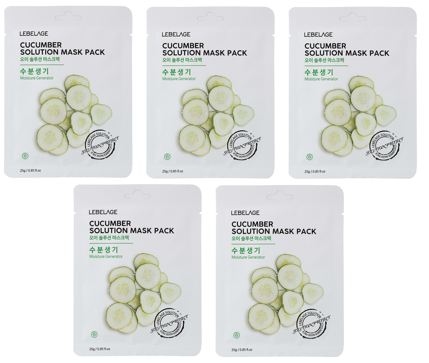 Маска тканевая LEBELAGE Cucumber Solution, 23 гр - 5 штук