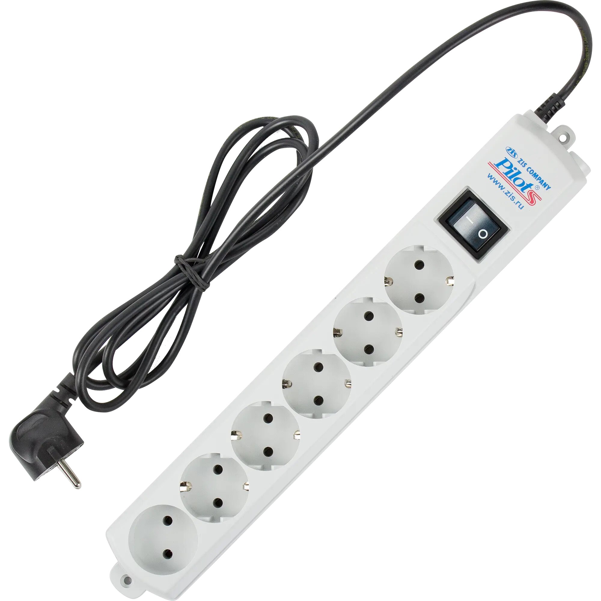 Pilot S сетевой фильтр 5 розеток с заземлением и 1 розетка без заземления 1.8 м 2200 Вт серый