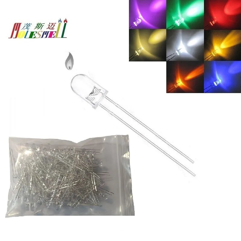 100 шт. 5 мм Мерцающие светодиодные красные желтые синие зеленые белые оранжевые теплые белые розовые прозрачные линзы свечи Мерцающие светодиодные фонарики