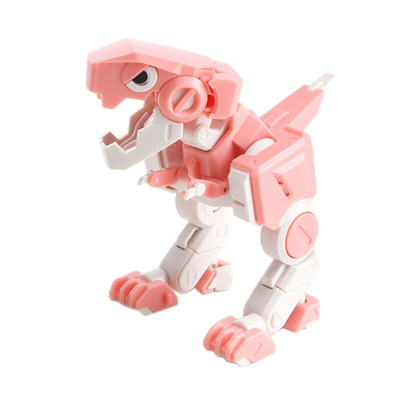 4X4X4 Деформируемый динозавр 3 цвета Игрушка Маленькие динозавры Подвижный сустав Тираннозавр Рекс Трансформер Животное (розовый)