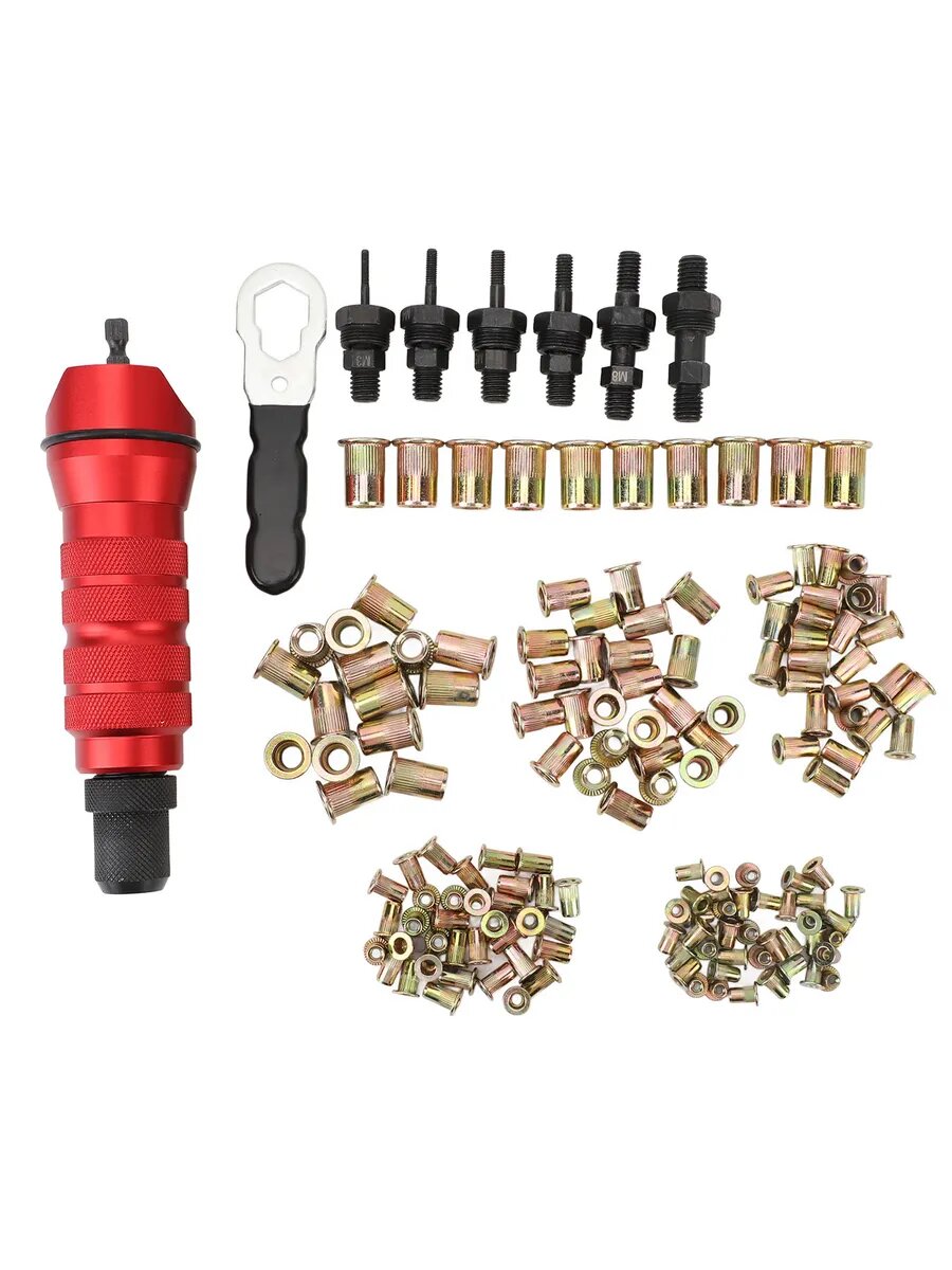 Комплект переходников для сверла с заклепками и гайками