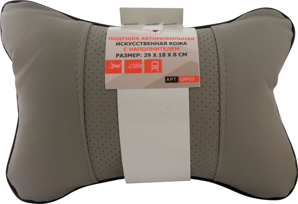 Подушка GNP03, на подголовник, наполнитель пенополиуретан, искусственная кожа, 29x18x8 см