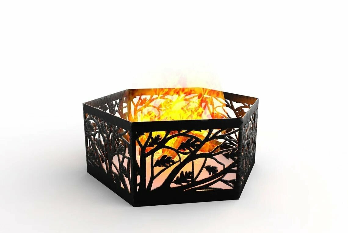 Очаг, чаша для костра, Костровая чаша, Жаровня для улицы Шестигранная Лес - огнеупорная краска