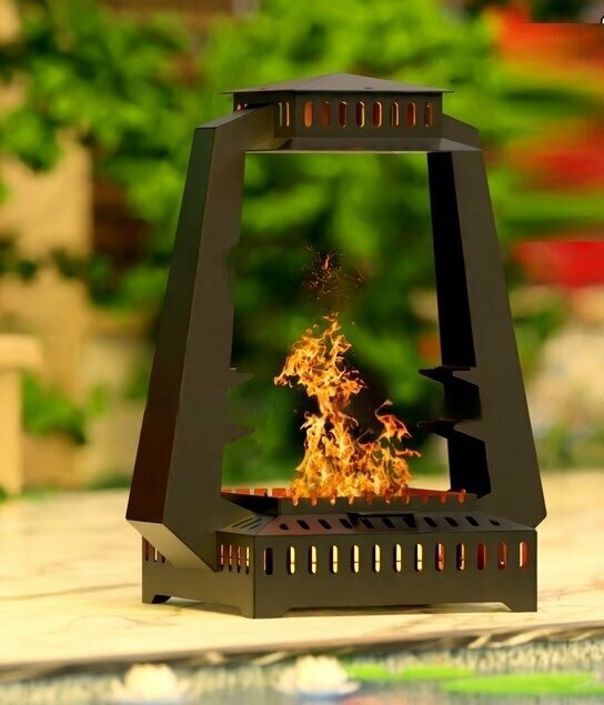 Очаг, чаша для костра, костровая чаша, жаровня для улицы, садовый декор - фонарь с барбекю