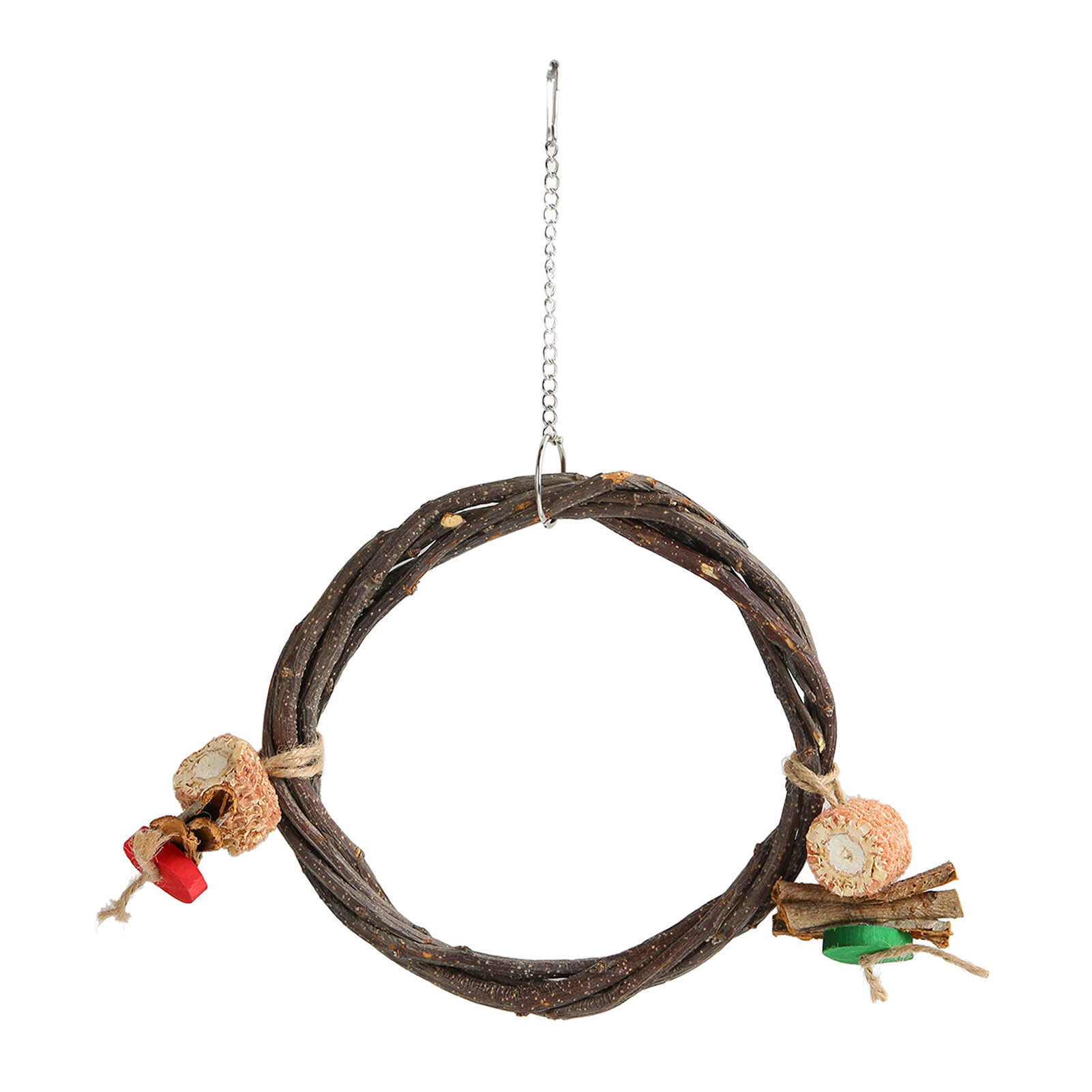 Деревянные качели для птиц, ветка, тканое кольцо, красочный пищевой краситель, подвесные качели с попугаем, игрушка для попугаев, домашних птиц, L