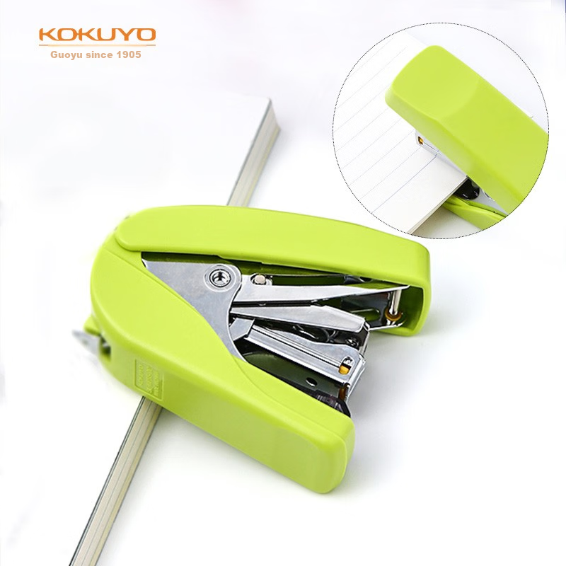 KOKUYO Imported Portable Stapler, Student Portable Strong Flat Stapler, Can Staple 32 Sheets, Yellow-Green, SL-MF55