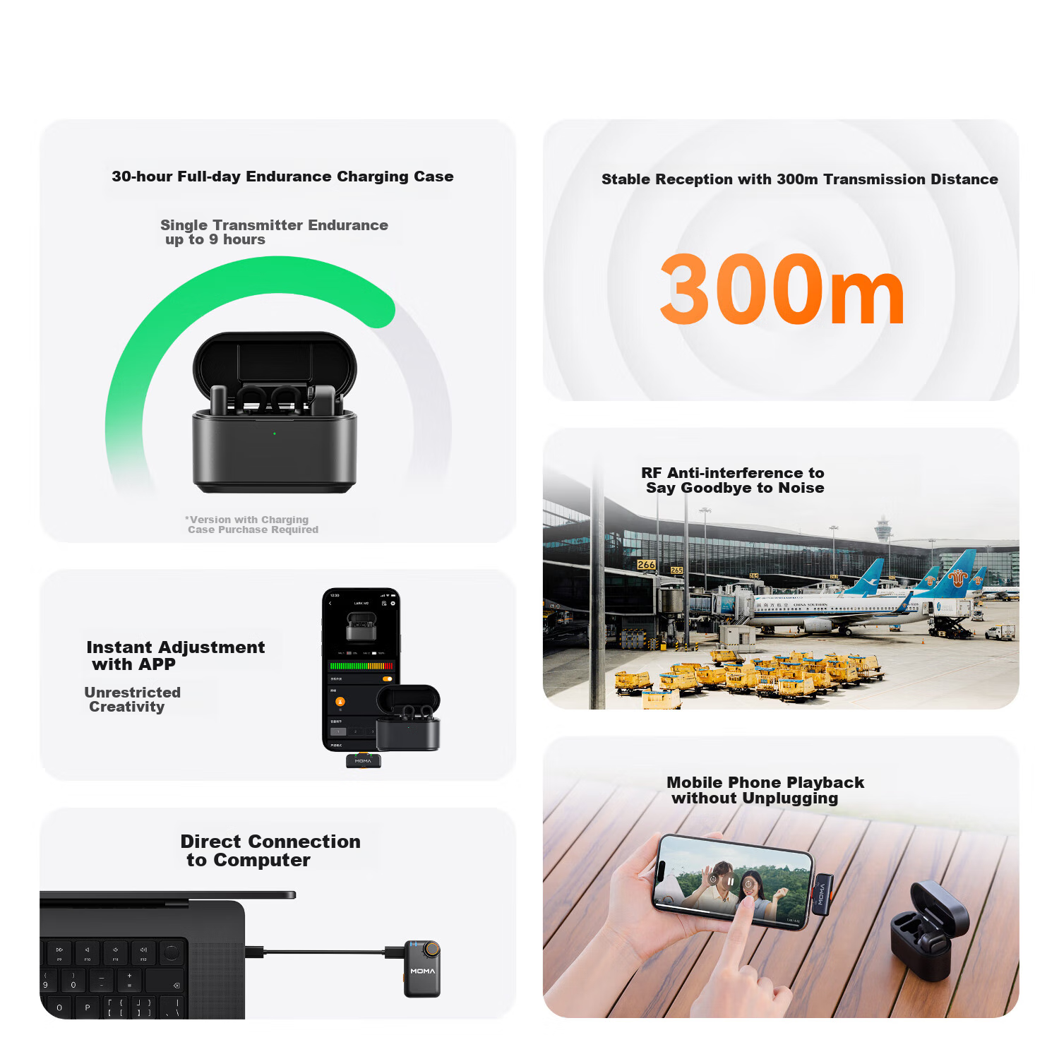 MOMA LARK M2 Hidden Wireless Microphone for Mammoth Button Collar Clip Microphone Live Noise Reduction Outdoor Interview Recording Microphone Lightning Version One Drag One