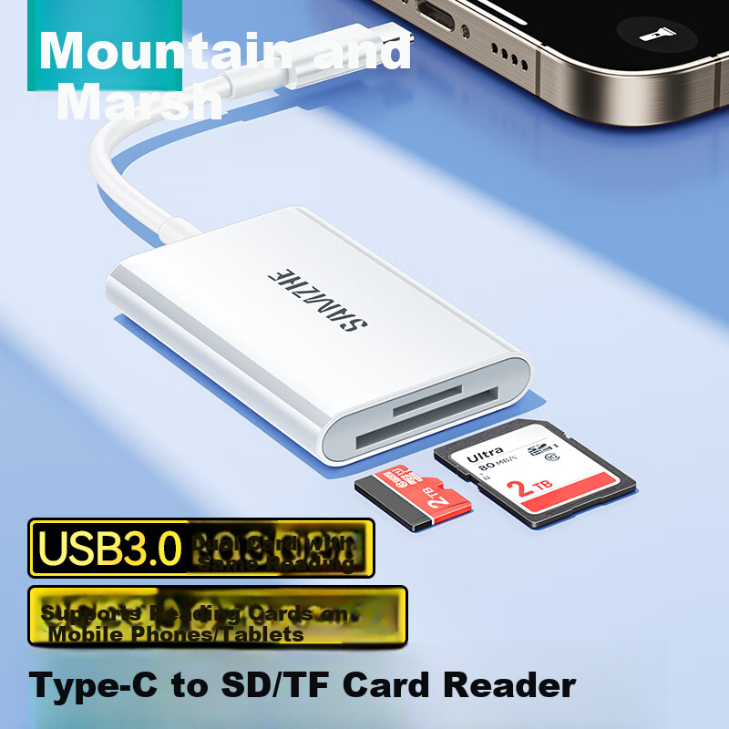 SAMZHE Type-C 3.0 High-Speed Card Reader for Apple 16/15/iPad Phone SD/TF Compatible with UHS-I/II Card Camera Monitor Dash Cam Memory Card CRC32