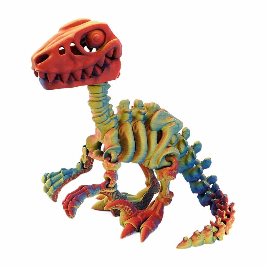 (1 шт.) Серия динозавров Велоцираптор с 3D-принтом, забавное игрушечное украшение ручной работы, подарочный скелет-мини-неоновый город