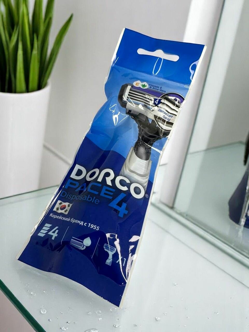 Одноразовые станки для бритья мужские 4 лезвия, DORCO PACE 4, 1 шт в уп