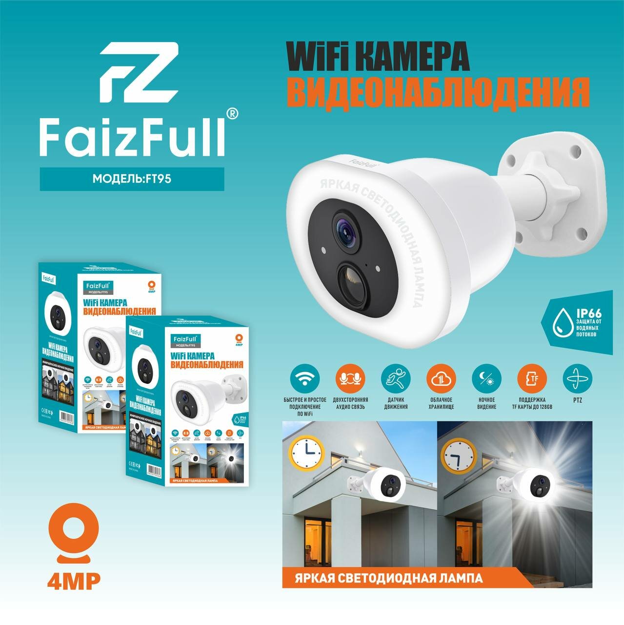 Камера видеонаблюдения с лампой FaizFull FT95