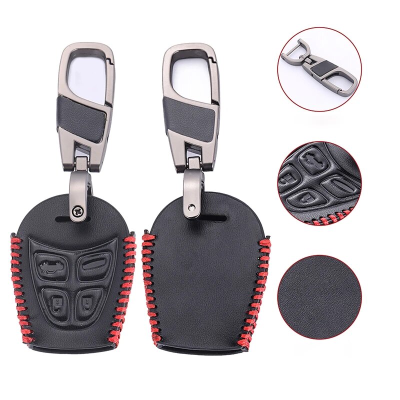 4 кнопки автомобильный брелок кожаный защитный чехол для автомобильного ключа черный чехол для ключа дистанционный брелок для SAAB 9-3 93 95 2003-2009 декоративные аксессуары
