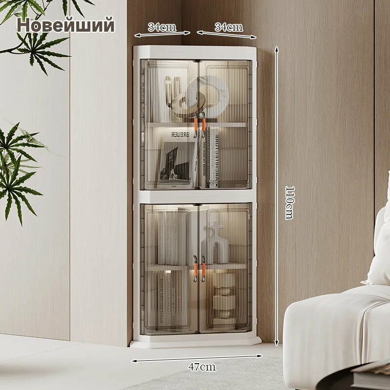 Стеллаж, ABS-пластик, белый, частично закрытый, универсальный, 2 полки, 34 см x 34 см х 110,5 см