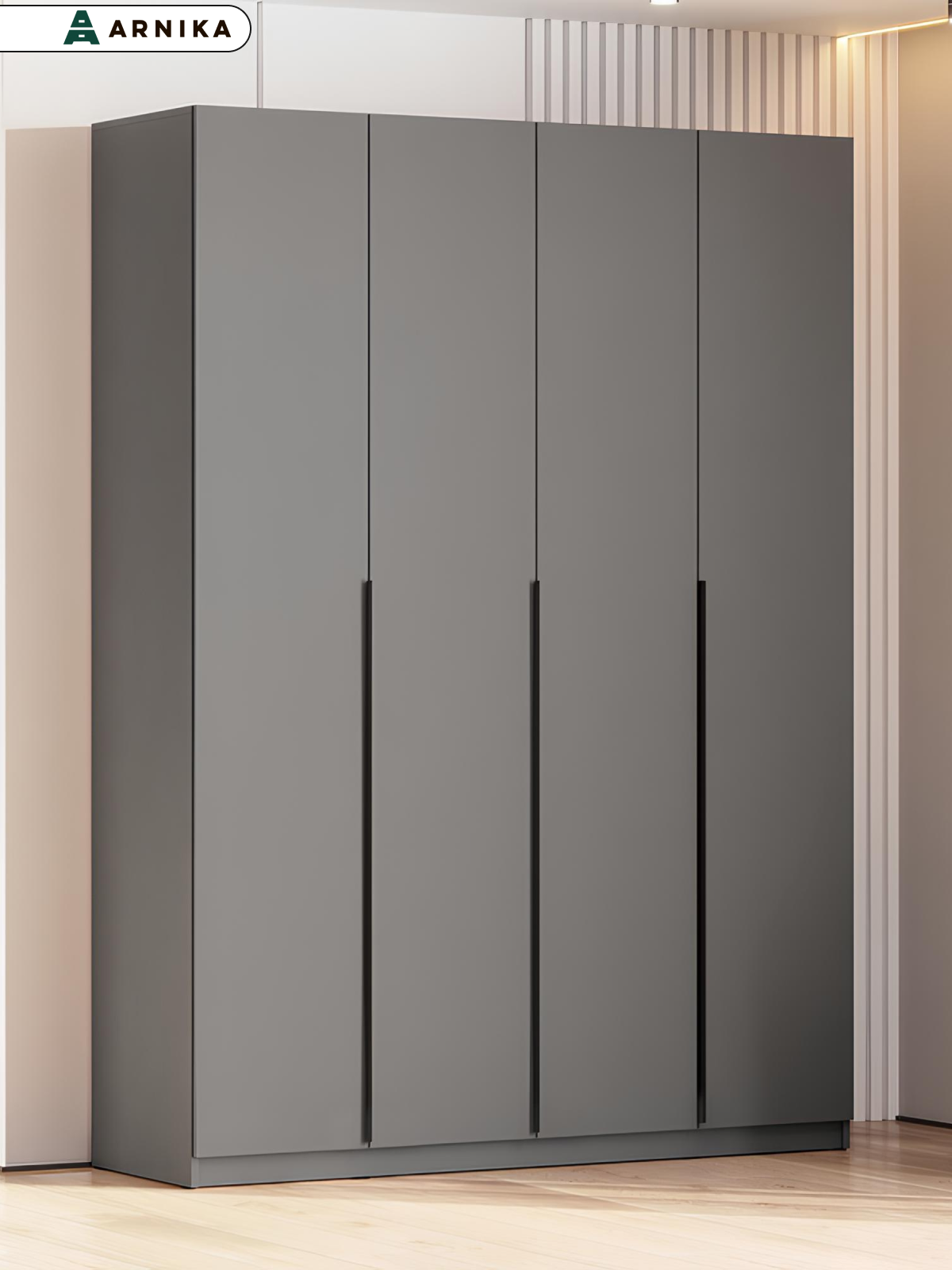 Шкаф ARNIKA "Лео", с наполнением, ЛДСП, графитовый, 160х50х221 см