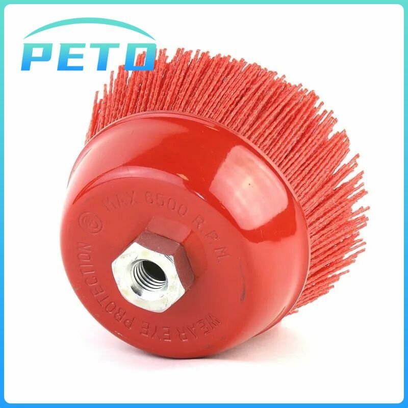 Нейлоновая щетка чашечная Д125 ворс полимер абразив по дереву на УПМ УШМ (болгарка) для браширования, шлифовки стен из бревна, бруса, сруба, арт.