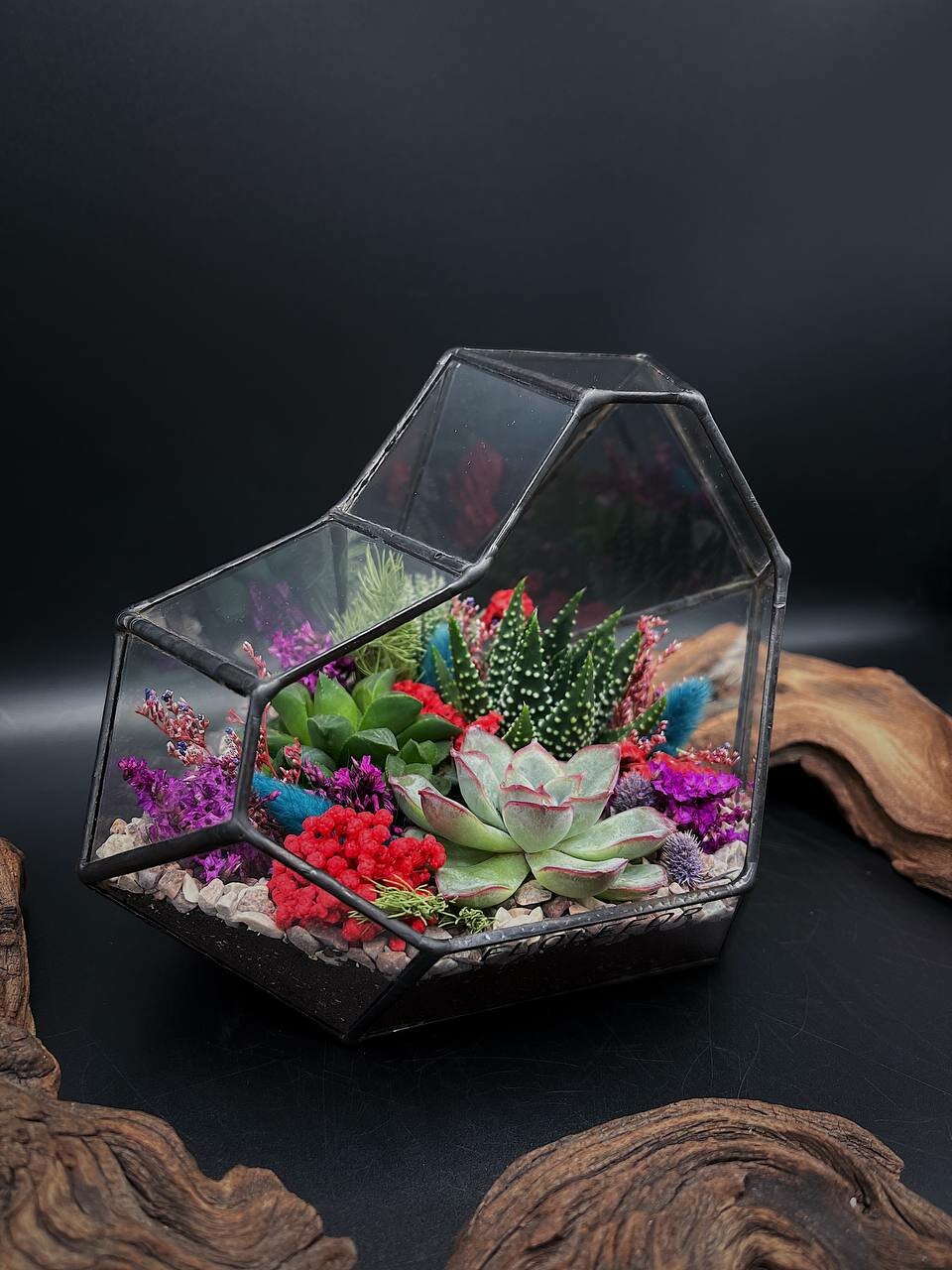 Флорариум с суккулентами от Flolefor "Сердце", 17х17х13 см (ДхШхВ)