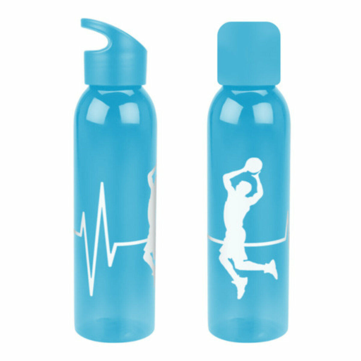 Бутылка для воды «В ритме сердца: баскетбол. Подарок баскетболисту.» (голубой)