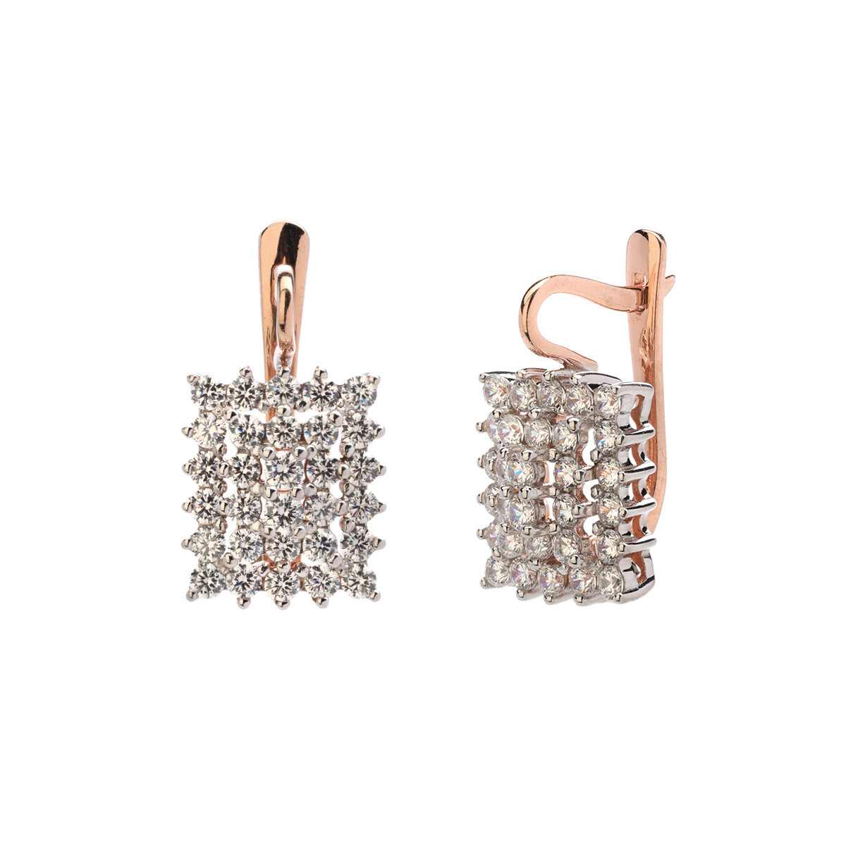 Серьги, серебро, 925 проба, фианит