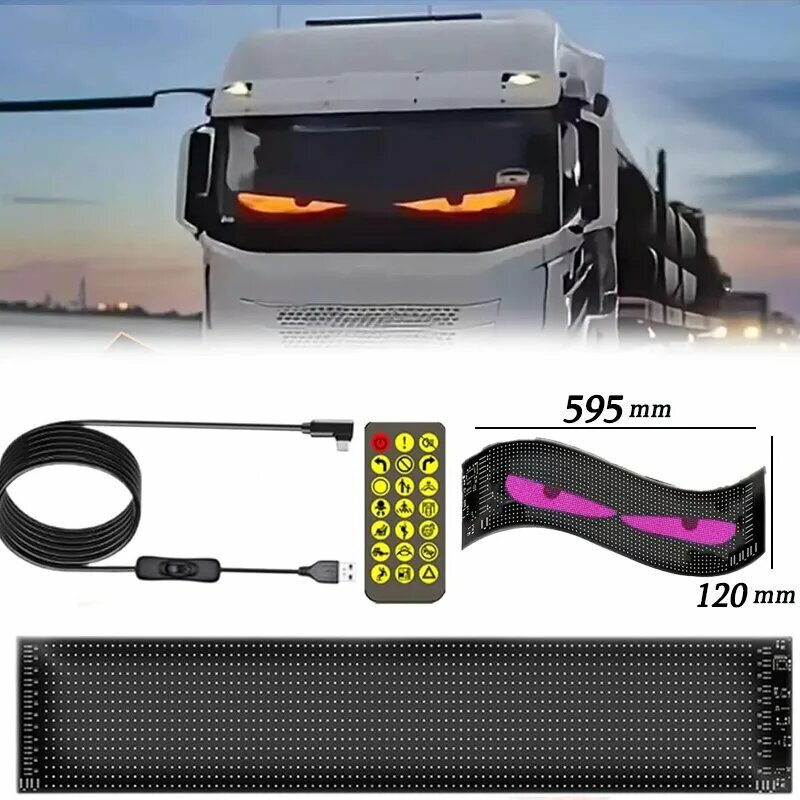 Комплект светодиодных огней "Дьявольский глаз", для лобового стекла грузовика, с дистанционным управлением