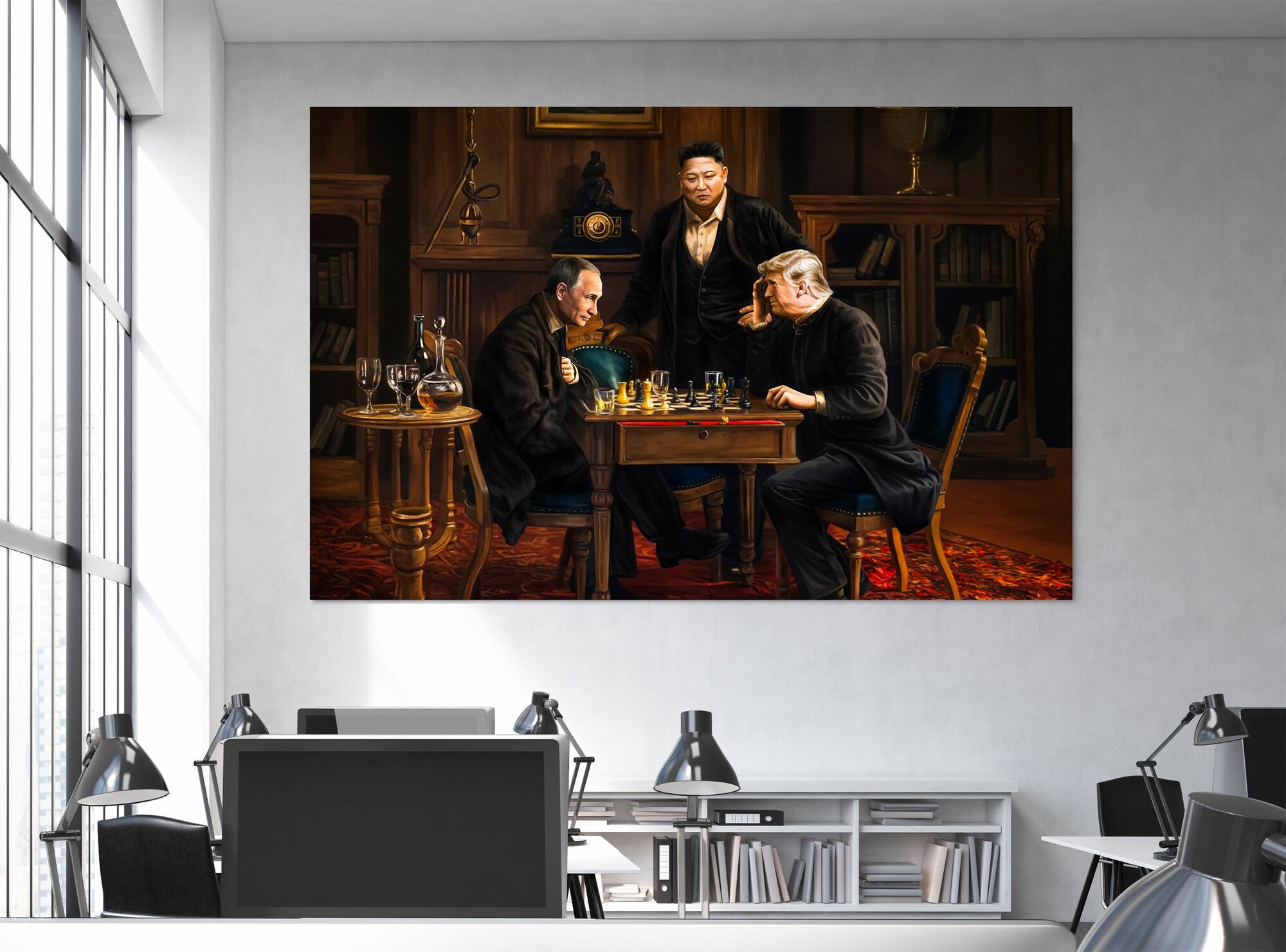 Mr.President / путин, Картина черно-белая / в кабинет, Trump&Kim Che In. Размер 50х70 см