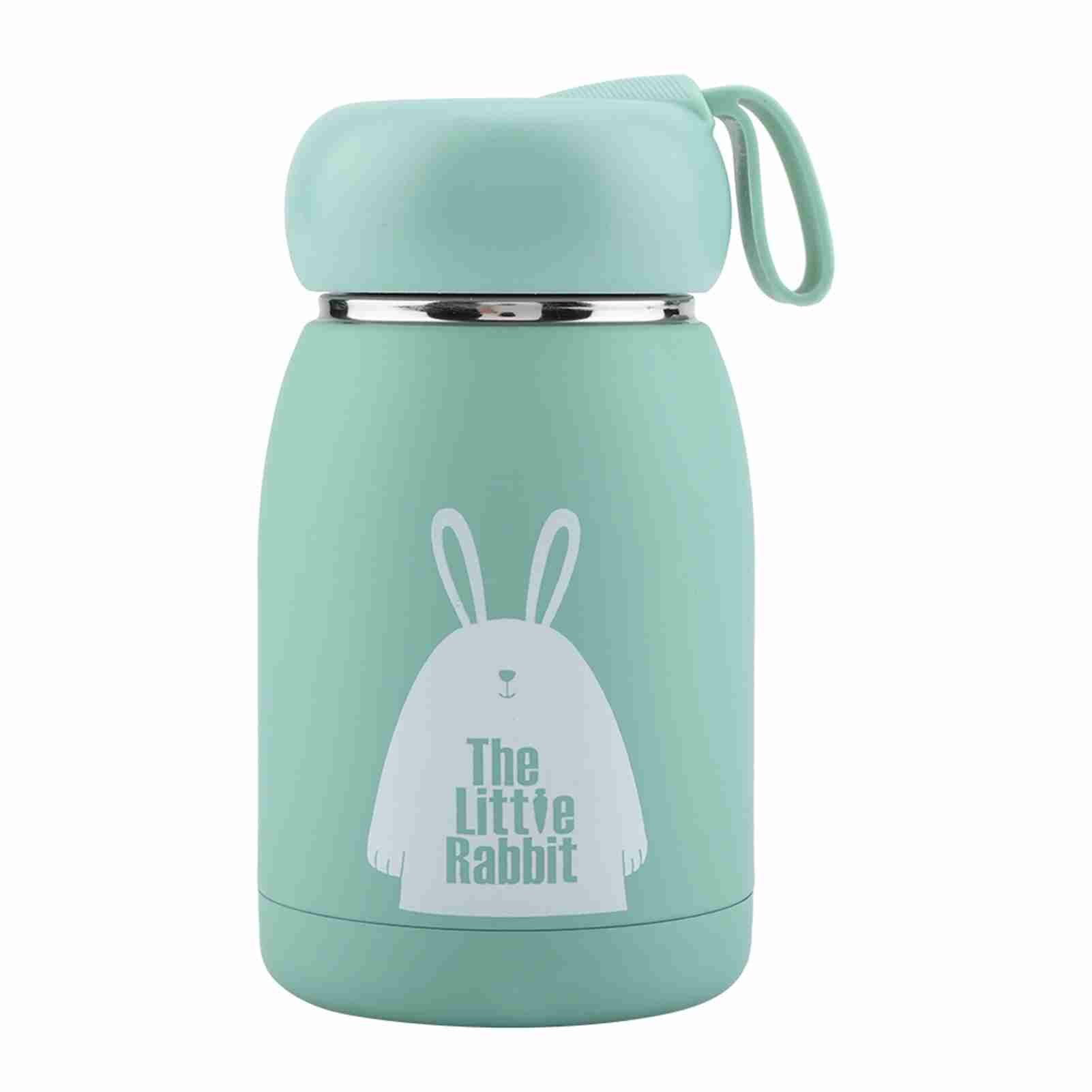 Stainless Steel Cute Rabbit Pattern Vacuum Cup Mug Thermos Water Bottle (Green)