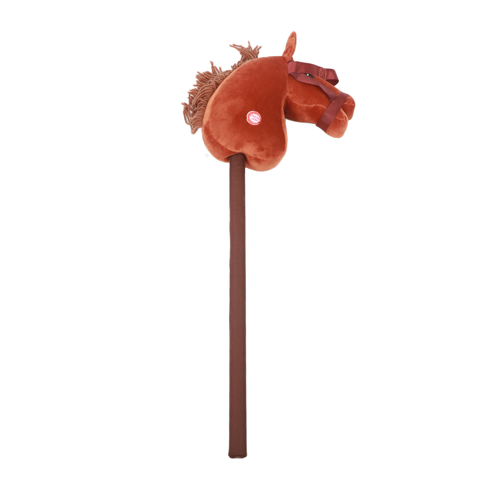 Плюшевая лошадка на палочке высотой 70 см, милая, с двумя звуковыми эффектами, для игры на открытом воздухе, темно-коричневого цвета.