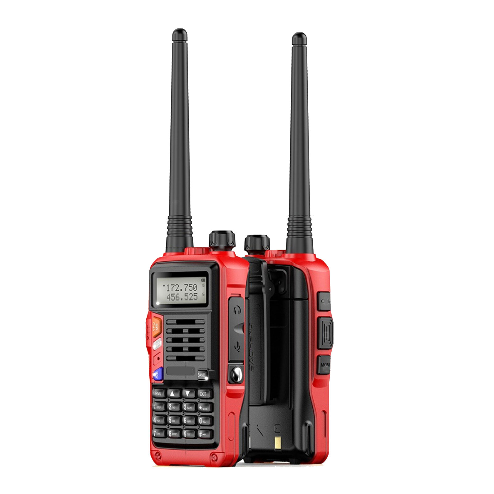 Портативная рация BAOFENG UV-S9 III, трехдиапазонная, 10 Вт, любительское радио, 2 антенны, дальность действия 10 км, функция VOX, 128 каналов, красная, вилка ЕС