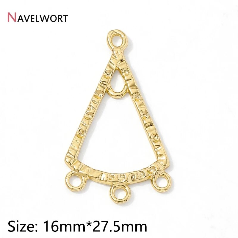 Позолоченные латунные подвески-треугольники, 16mm*27.5mm, 4 шт