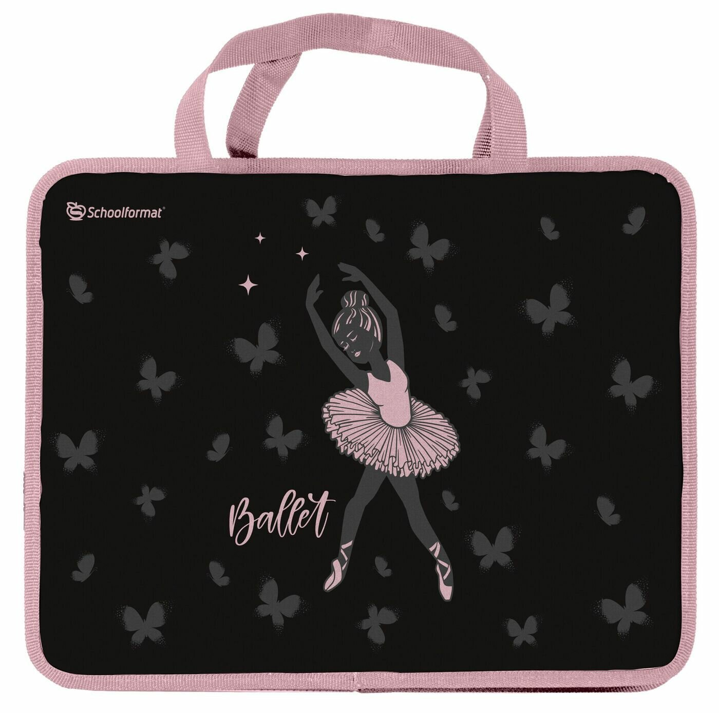 Папка для труда с 2 ручками А4 широкая Schoolformat балерина черная, пластик, полиэстер