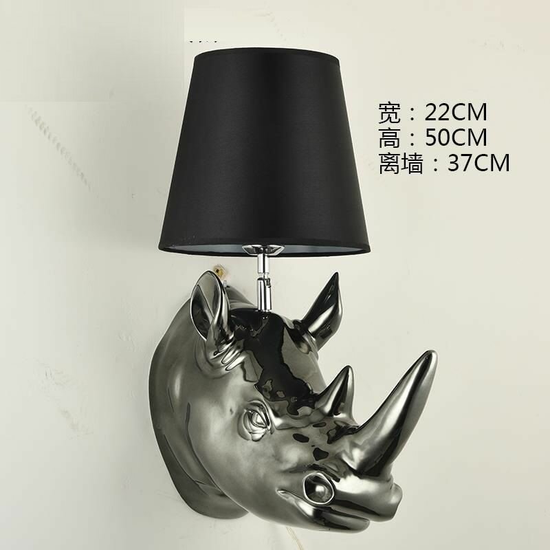 Носорог светильник с головой лошади, креативное индивидуальное украшение для спальни, прикроватная лампа