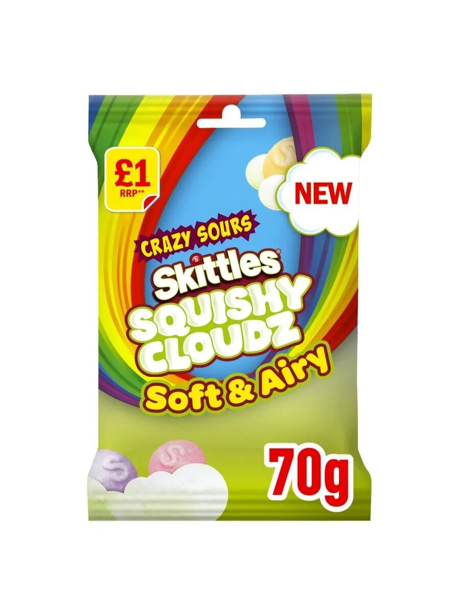 Драже Скиттлс Squishy Cloudz кислый с посыпкой