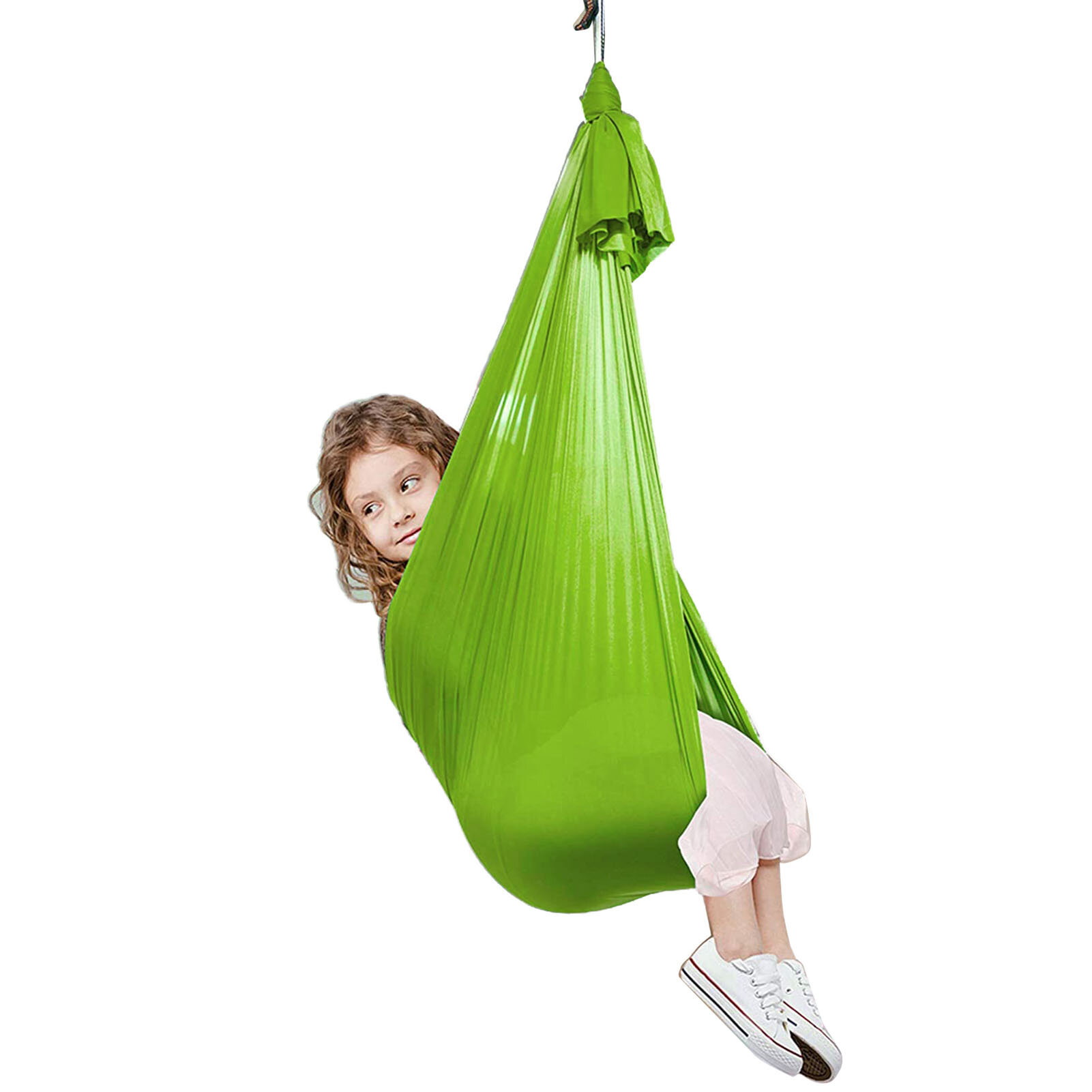 Дети эластичный гамак внутри открытого открытия детей Сенсорные свинг -домашние фитнес -йога гамак зеленый
