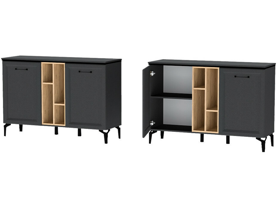 Комод с 2-мя распашными дверцами, МДФ фасад, минимализм, Антрацит