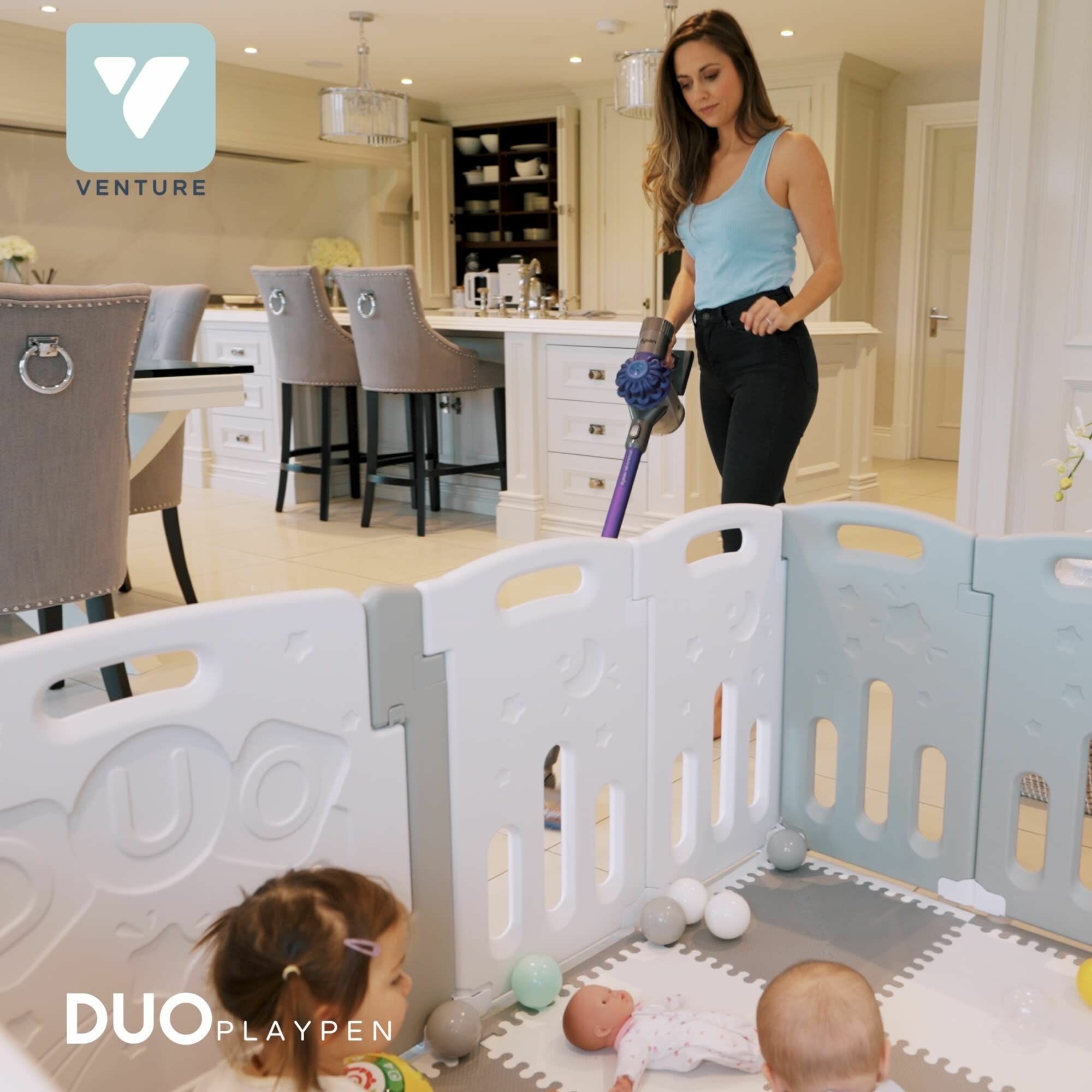 Большой детский игровой манеж, игровая зона DUO Kids Simple 150x150CM Color из пластика, для дома и улицы, серый