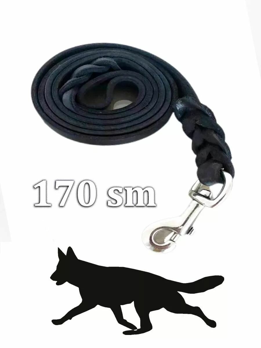 Поводок для собак длинный кожаный 200 см карабин латунь