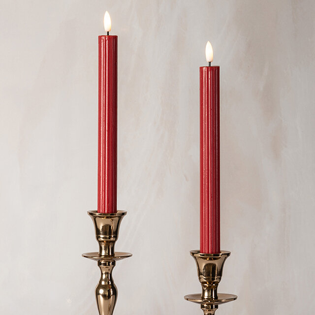 Столовая светодиодная свеча с имитацией пламени Softness 25 см красная, 2 шт с пультом, таймер, на батарейках, Koopman, AWL100510