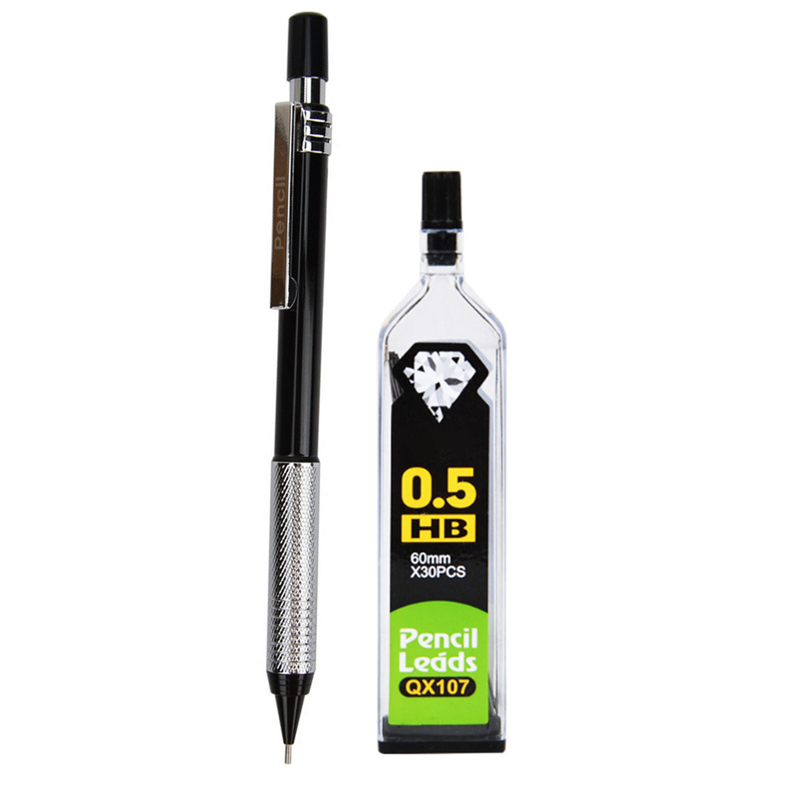 Механический карандаш 0,5 мм металлический автоматический, стартовый набор с 30 стержнями для черчен
