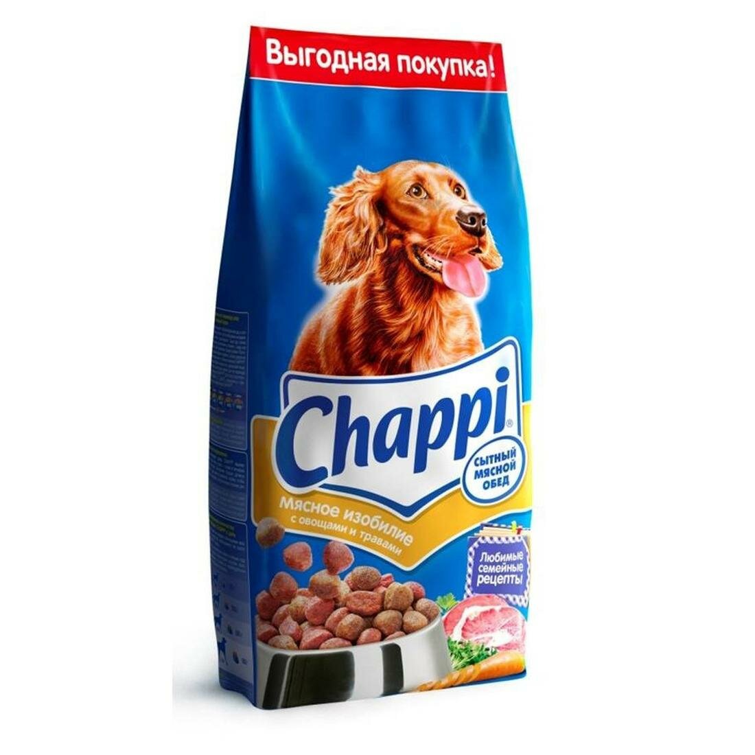 Chappi полнорационный сухой корм для собак, с мясом, овощами и травами 15 кг